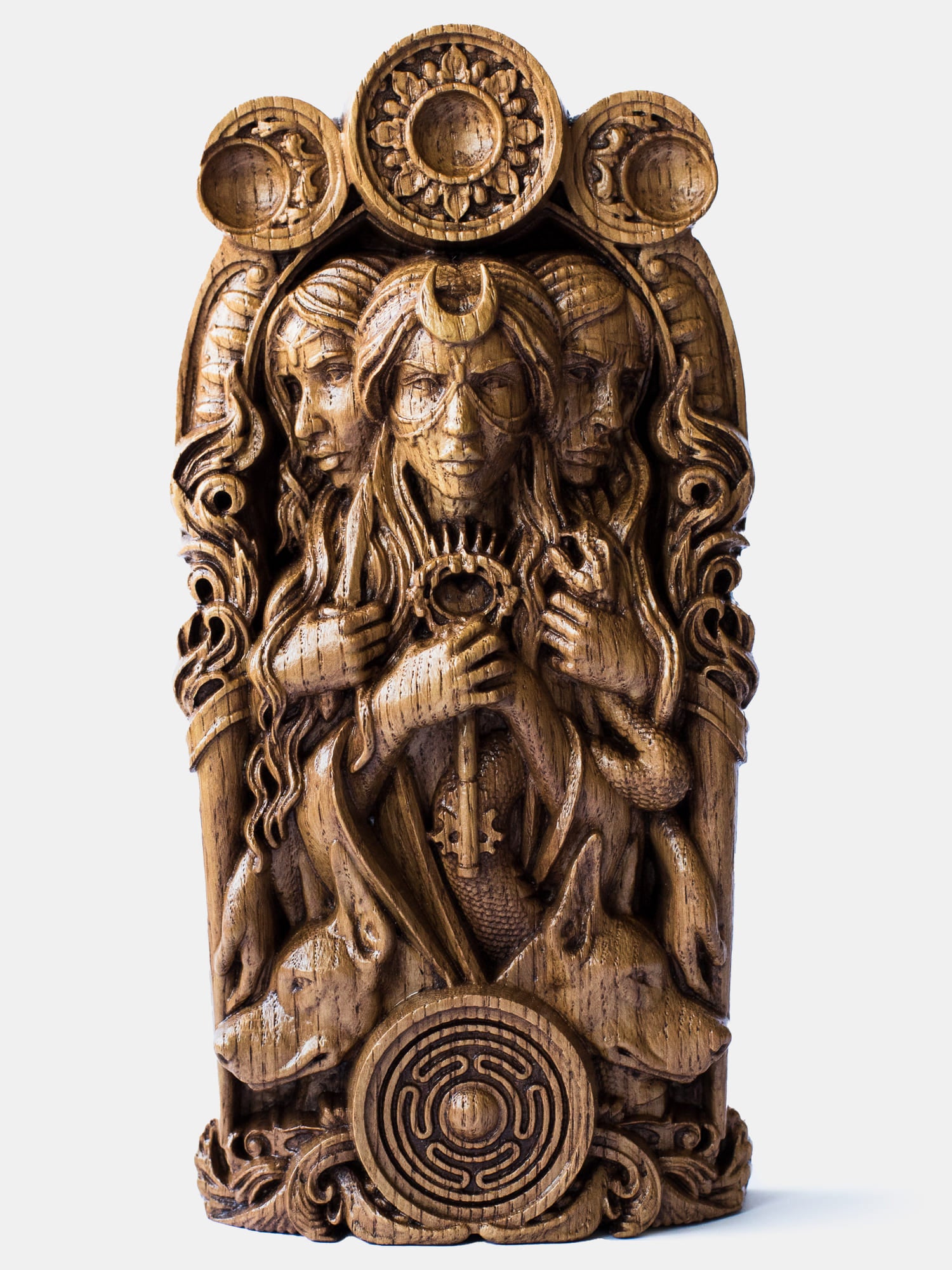Hekate Wooden Bust: Tri-Form Goddess of Magic – Blagowood