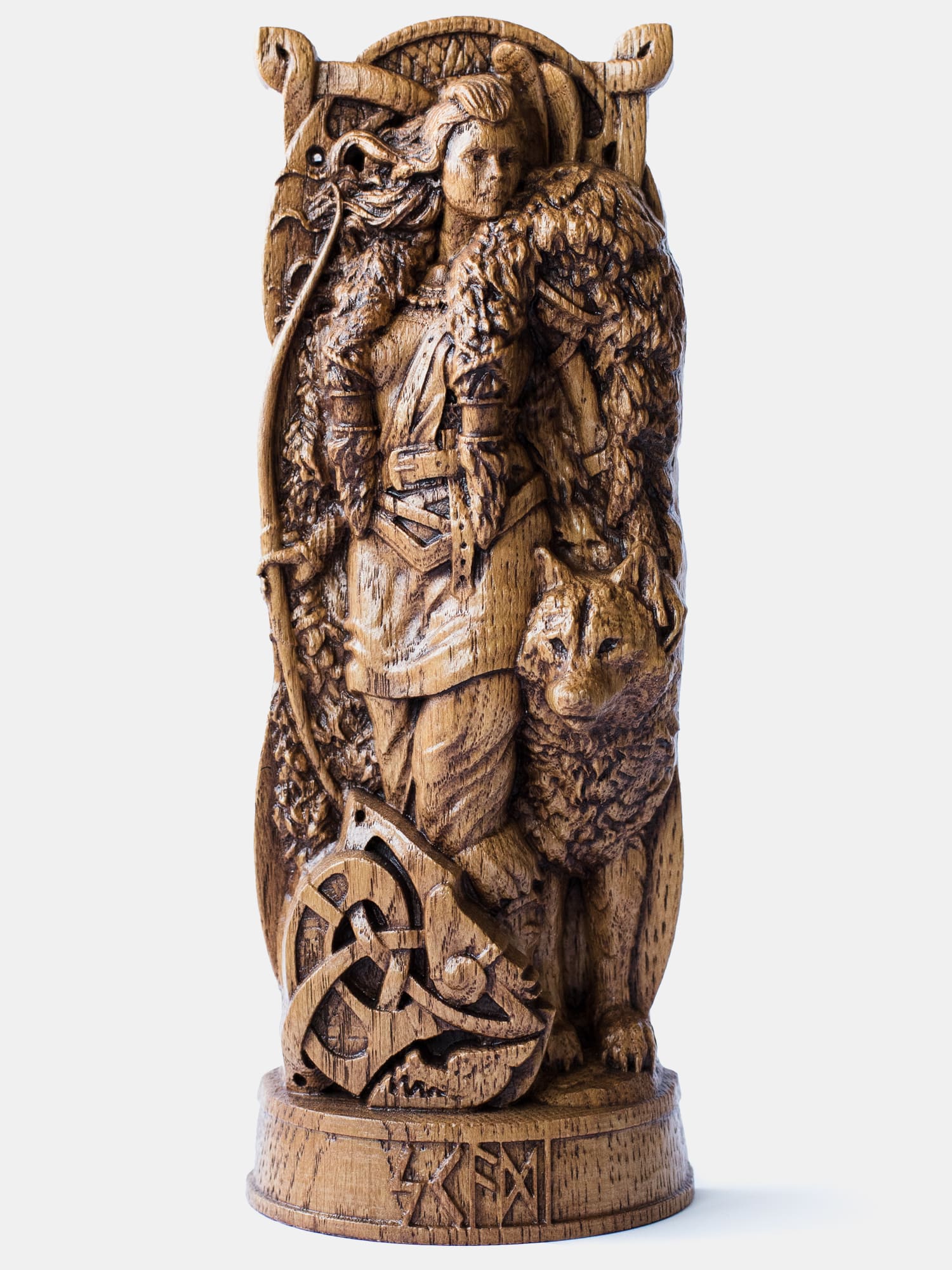 Skadi Statuette - Norse Goddess with Bow, Skis, and Wolf – Blagowood